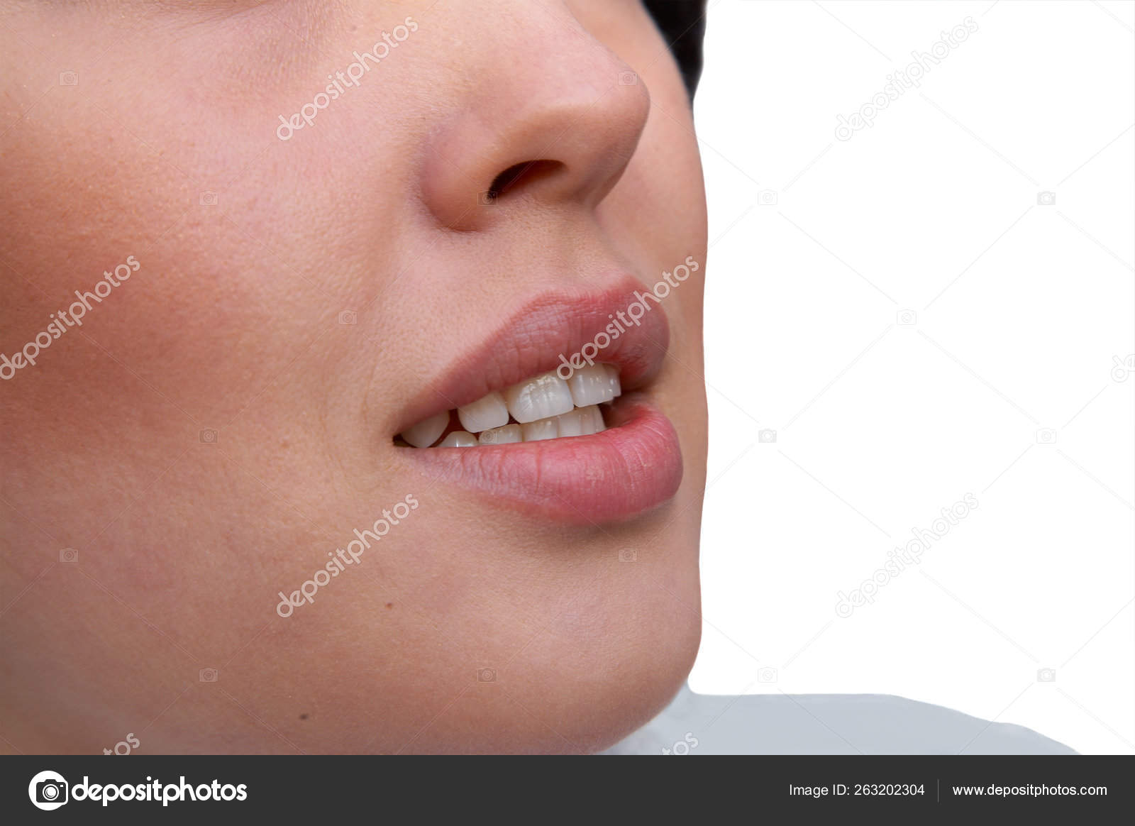 Female Lips Isolated White Background Stock Photo by ©YAYImages 263202304