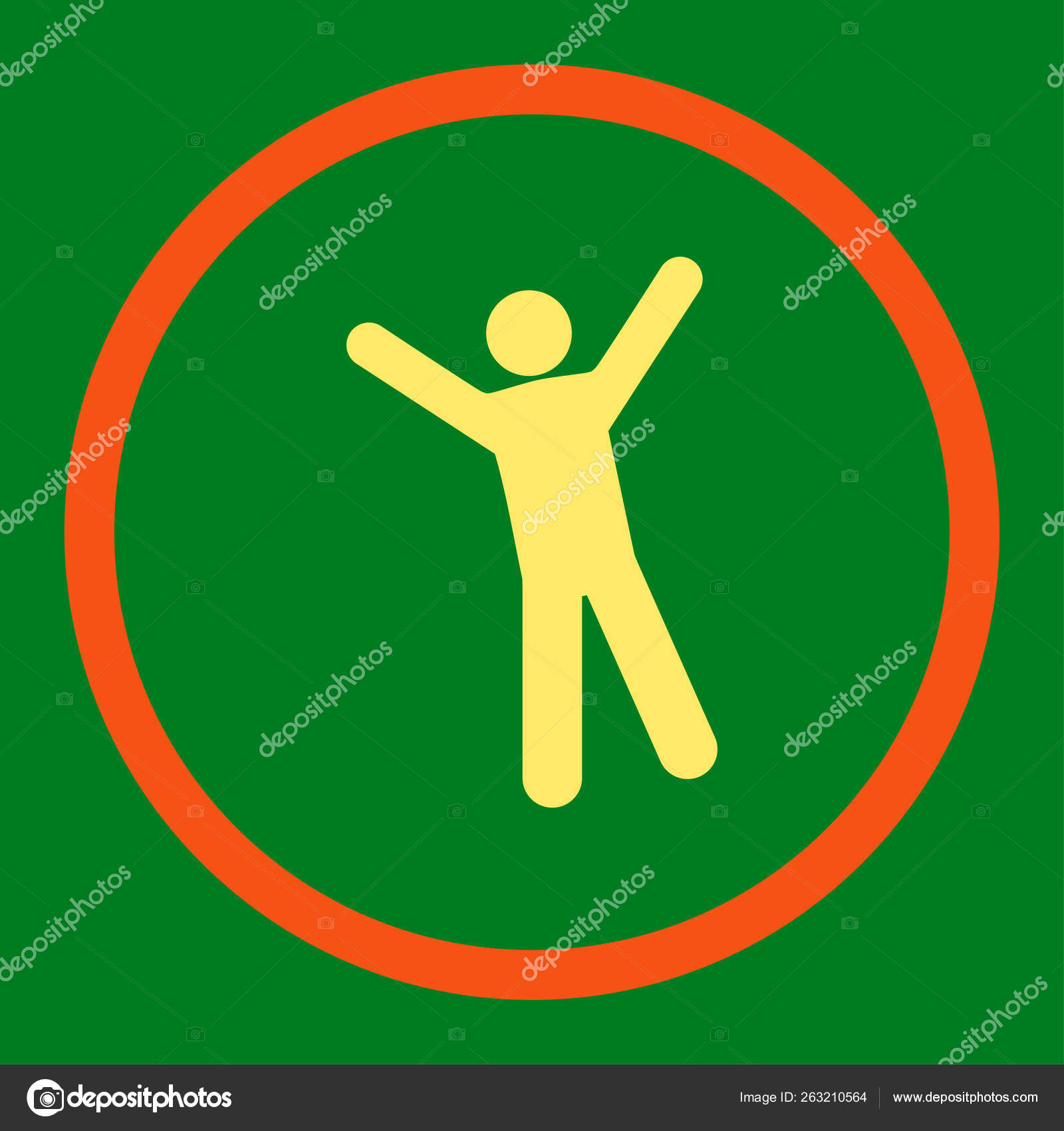 Joy Icon Rounded Flat Symbol Drawn Orange Yellow Colors Green Stock ...