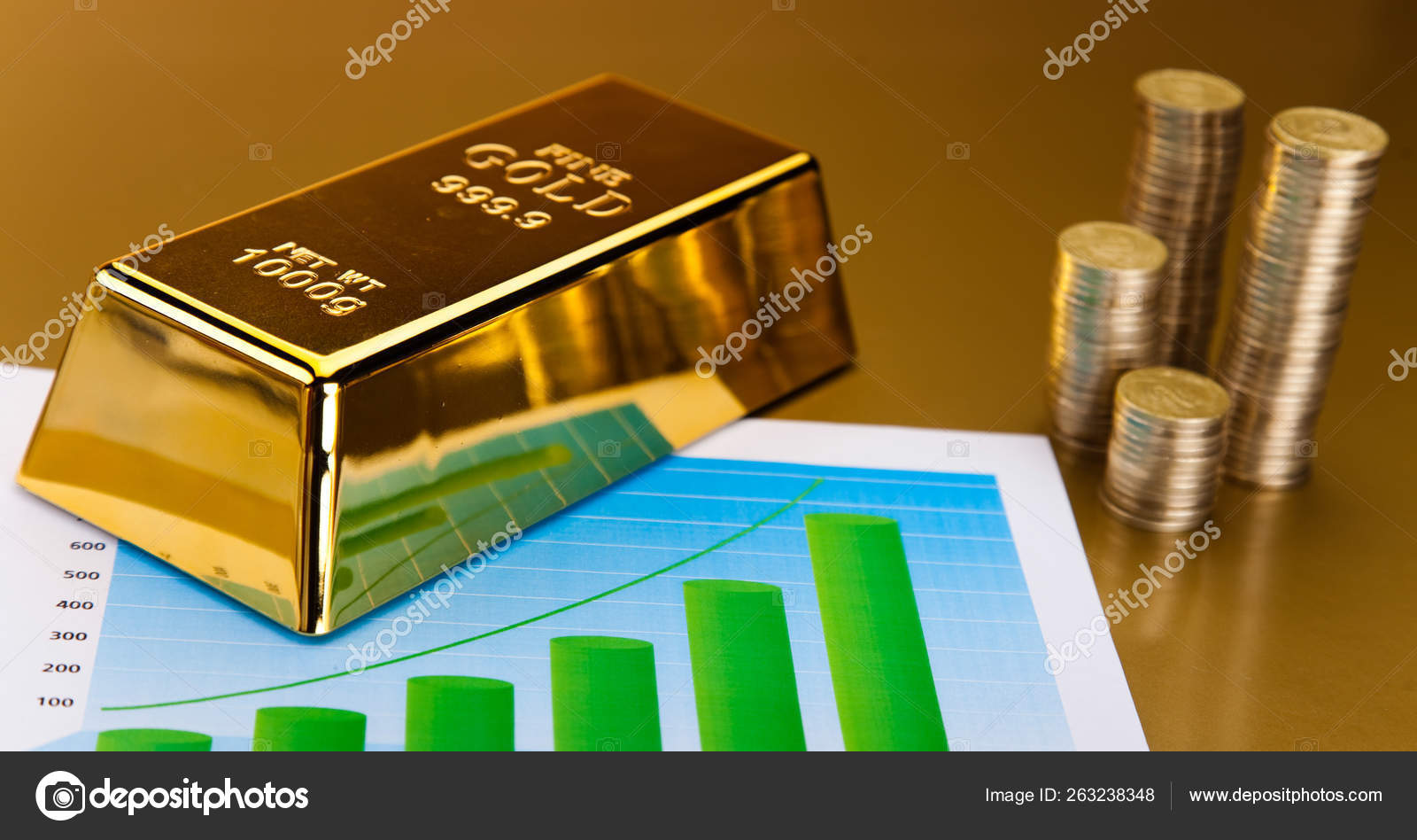 Gold Bars Linear Graph Ambient Financial Concept Stock Photo by ...