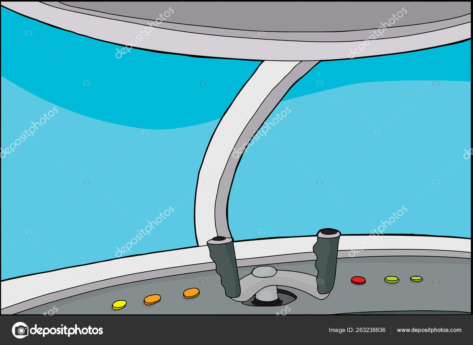 Cartoon Vehicle Cockpit Interior Steering Controls Stock Illustration ...