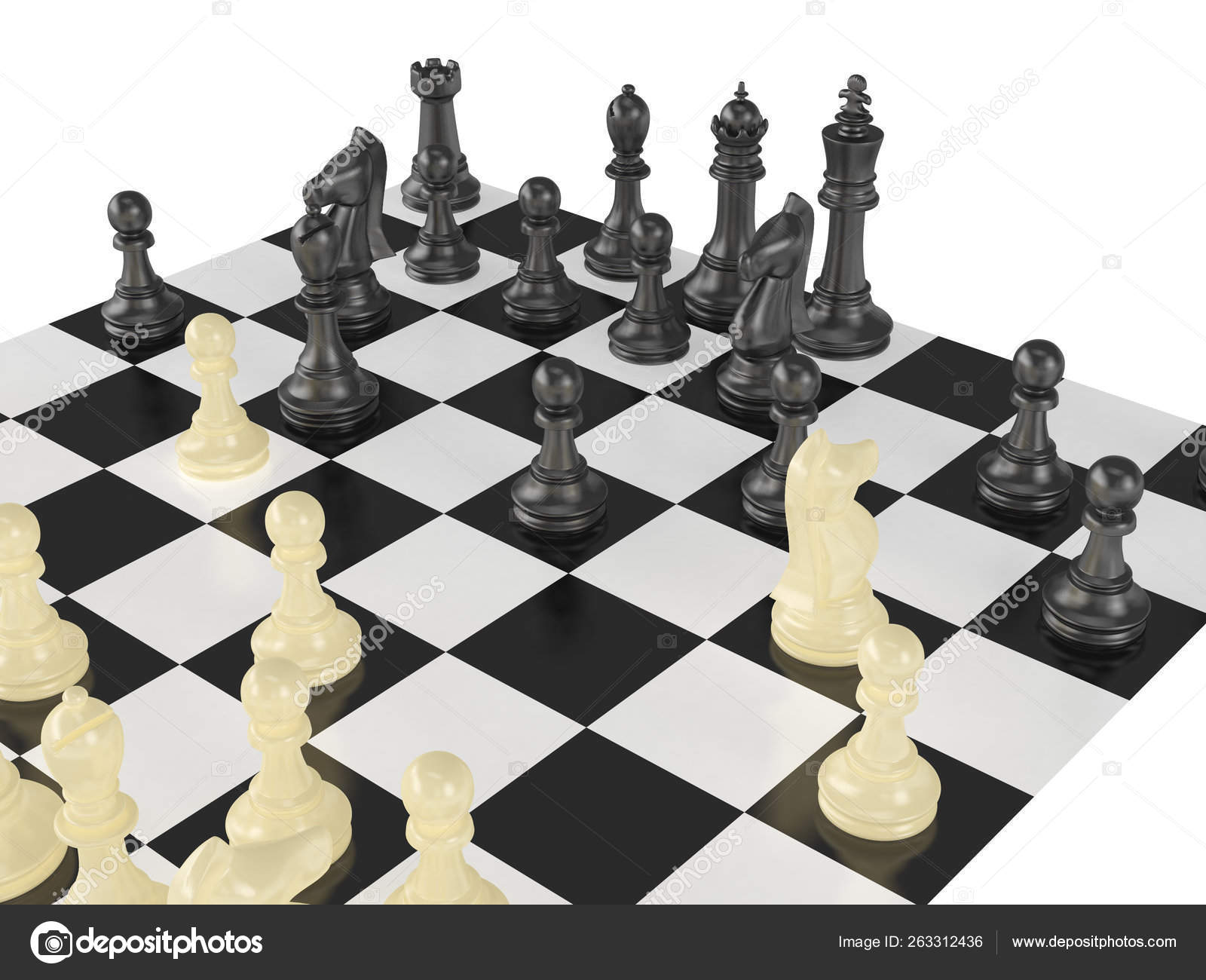 Chess Pieces War Chess Board White Background Stock Photo by ©YAYImages ...