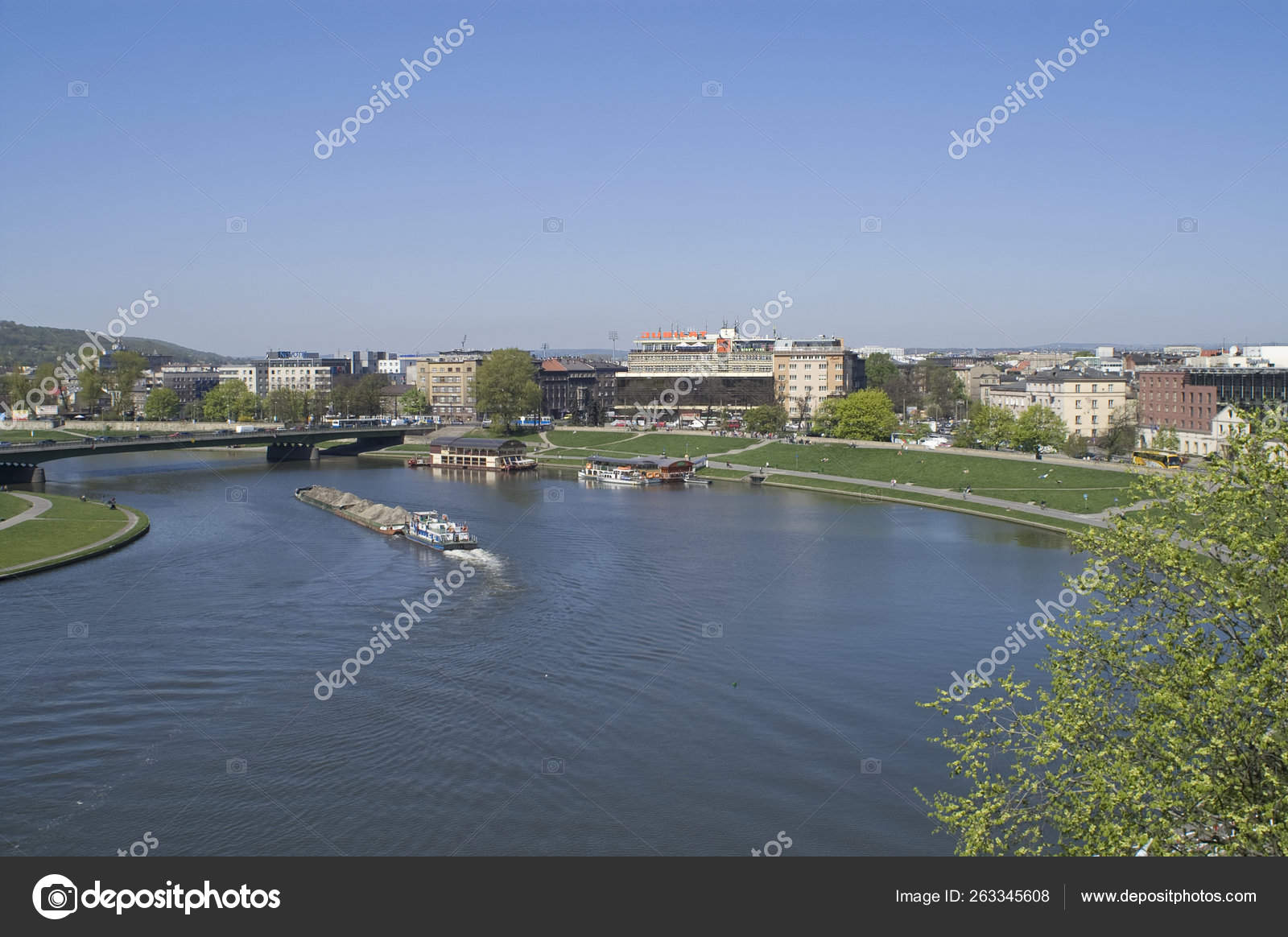 Dredging Barge River Wisla Vistula Krakow Poland Stock Photo by ...