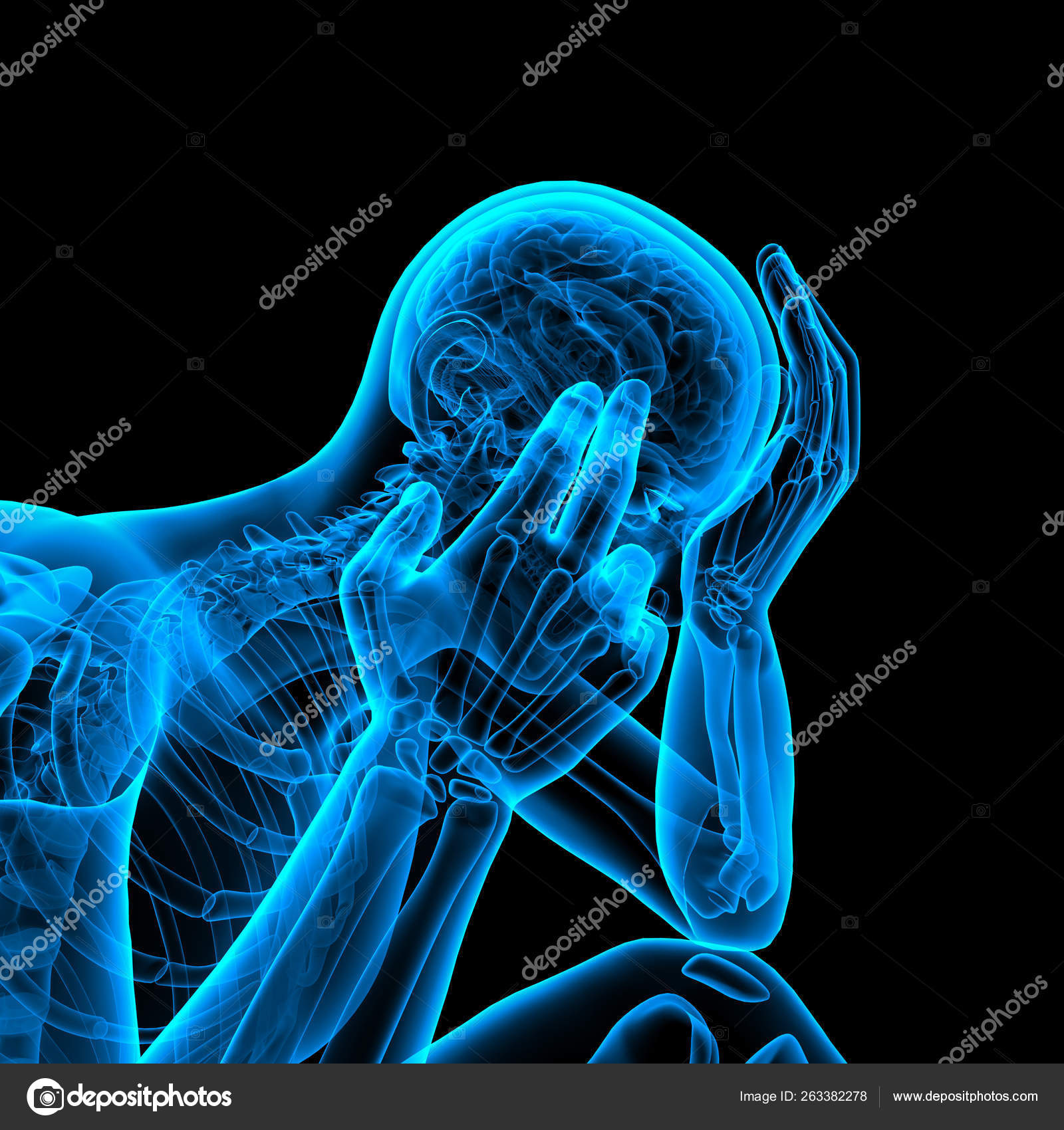 Rendered Skeleton Sitting Side View Stock Photo by ©YAYImages 263382278