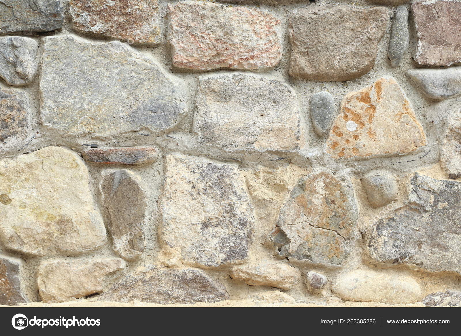 Stone Wall Wall Consisting Stones Held Together Concrete Stock Photo by ...