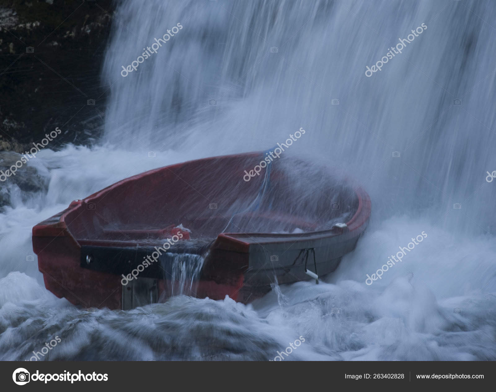 Boat Waterfall Heavy Rain Stock Photo by ©YAYImages 263402828