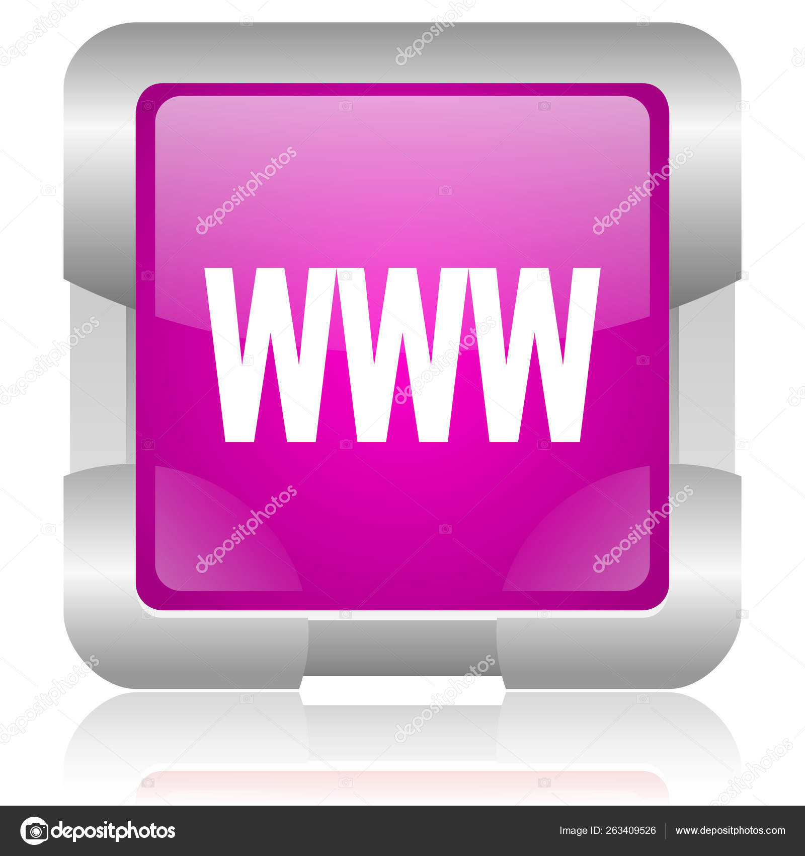 Modern Oryginal Violet Square Glossy Internet Icon Steel Border White ...