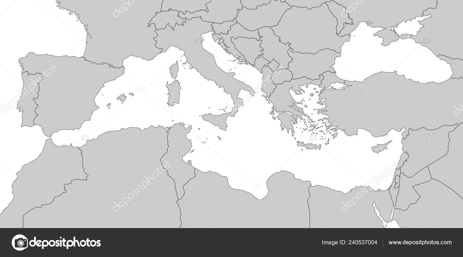 Map Mediterranean Sea Stock Vector Image by ©ii-graphics #240537004