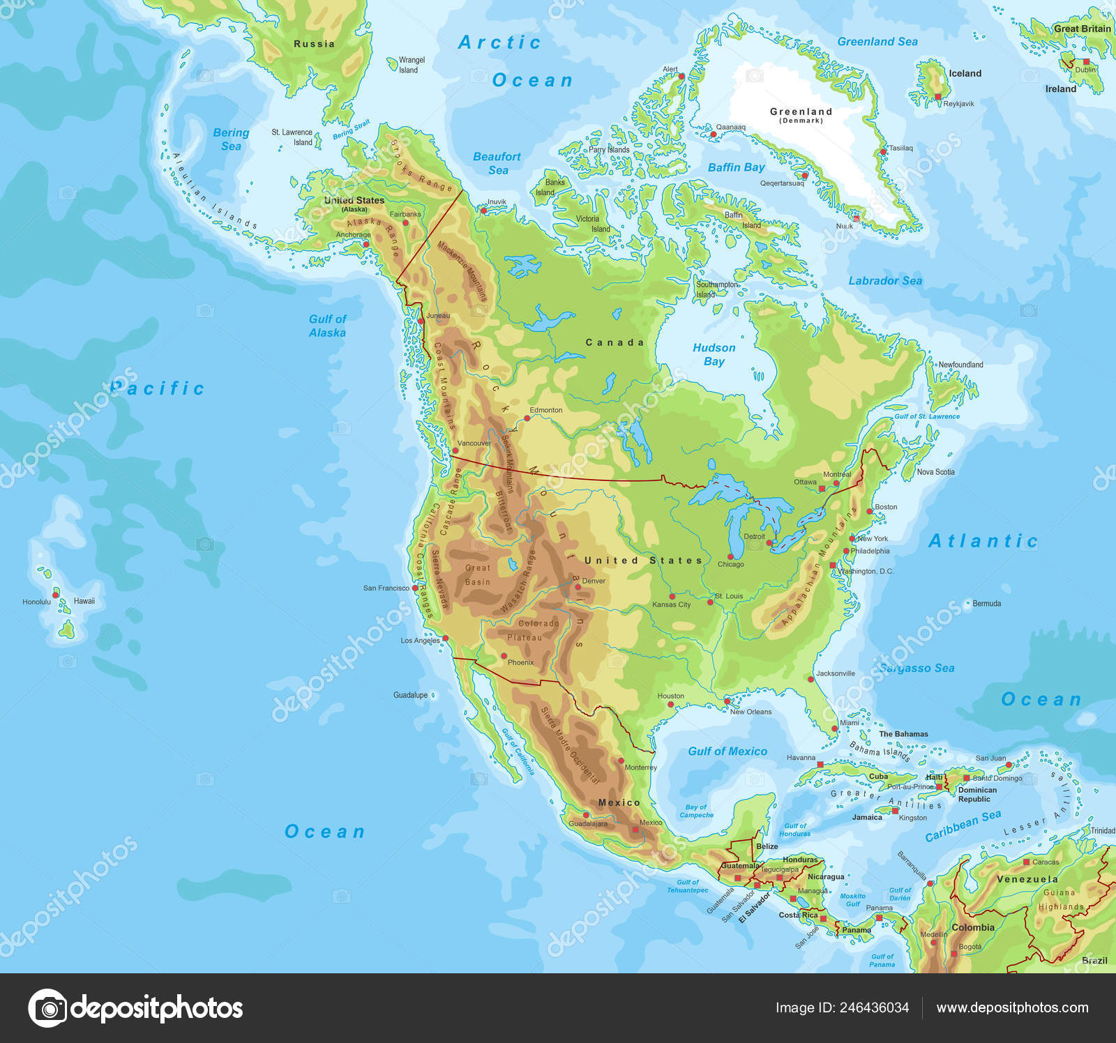 Map North America High Detailed Vector Stock Vector Image by ©ii ...