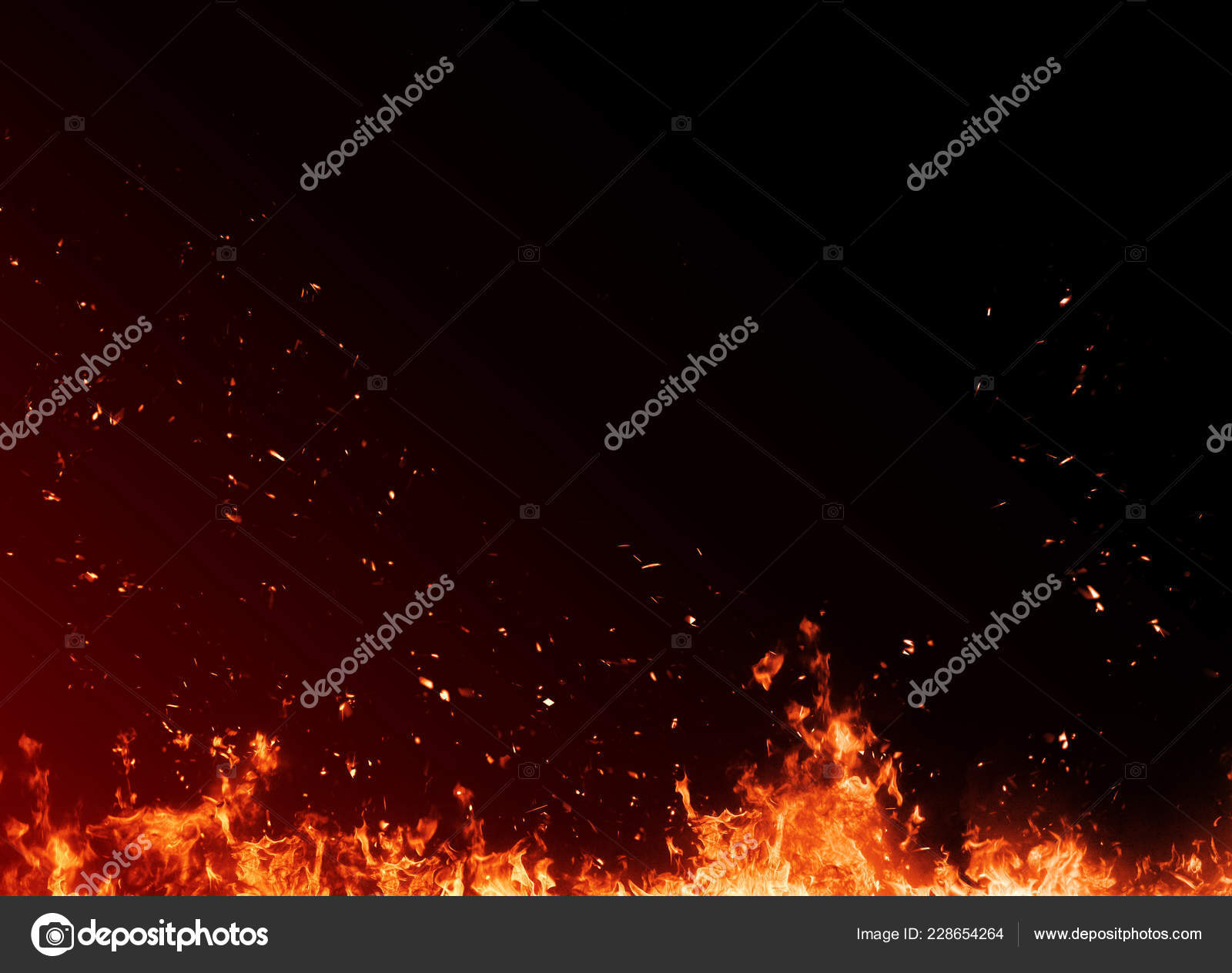 Fire Particles Debris Isolated Black Background Text Space Film Effect ...