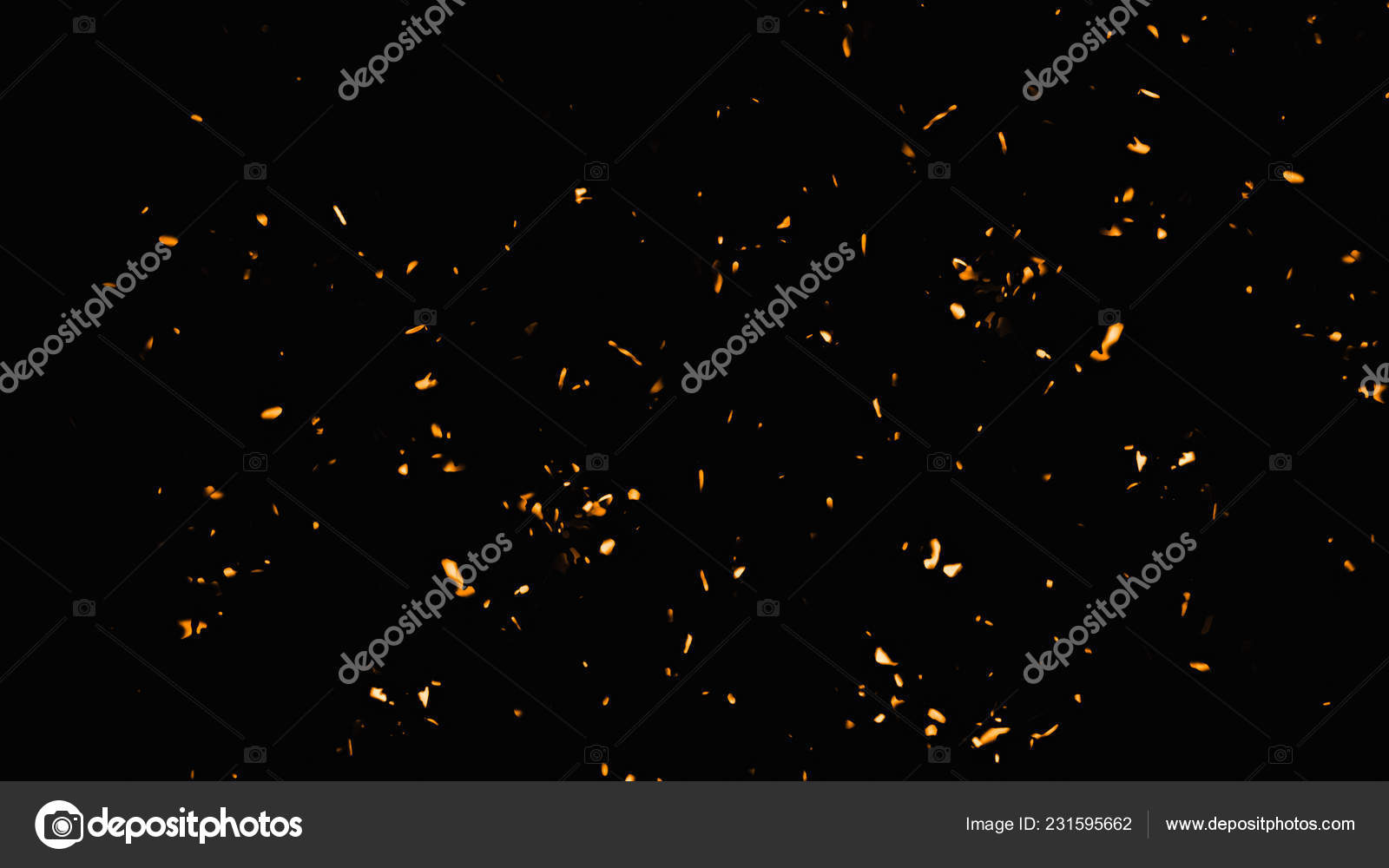 Fire Effect Dust Debris Isolated Black Background Motion Powder Spray ...