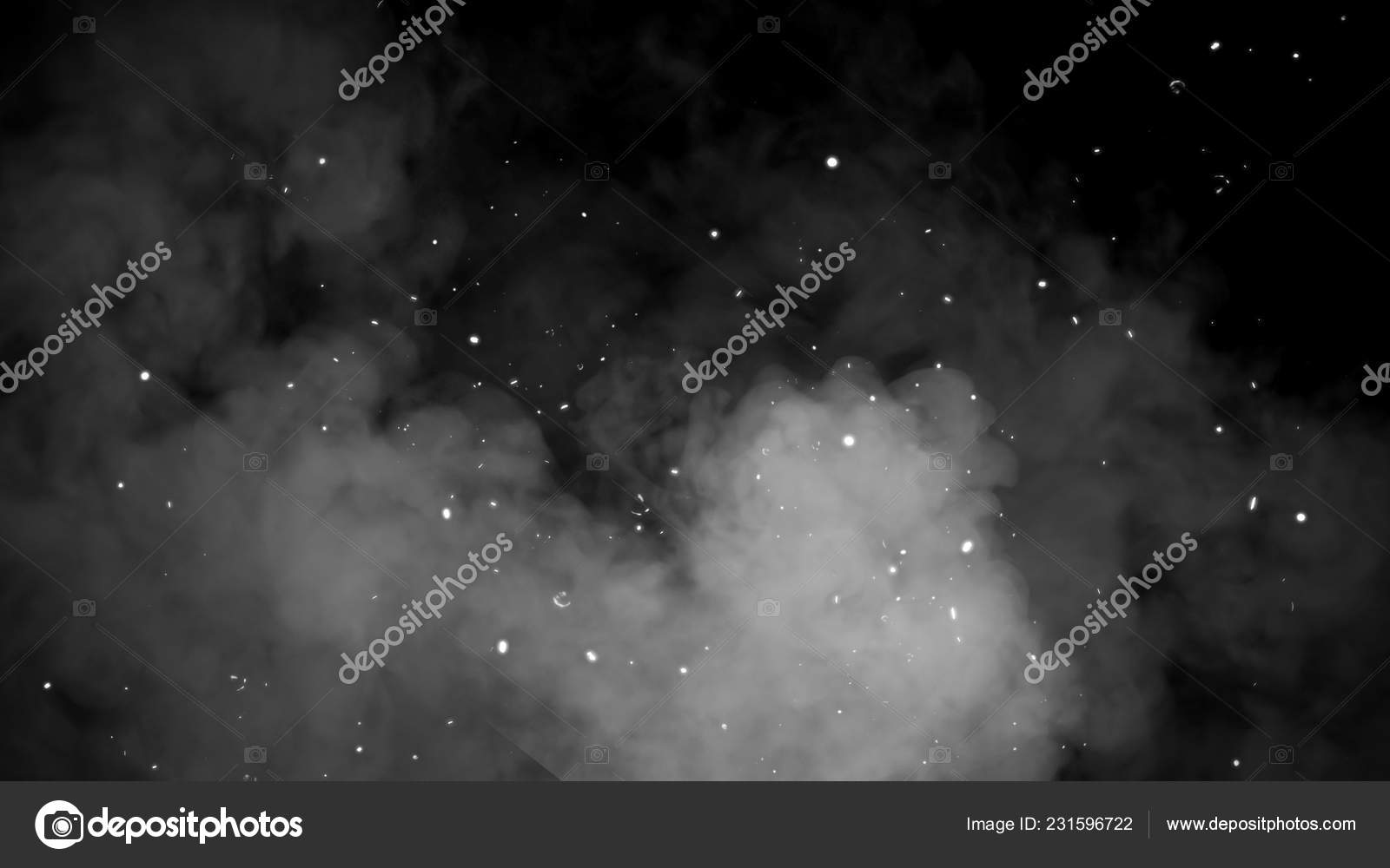 Fire Effect Dust Debris Isolated Black Background Motion Powder Spray ...