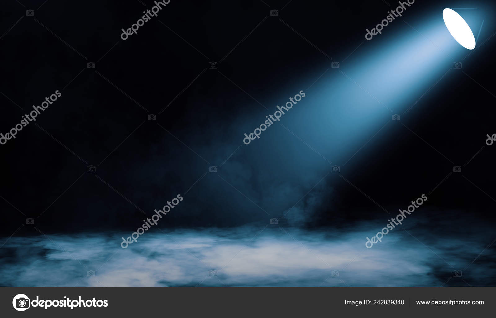 Colorful Projector Spotlight Stage Smoke Floor Isolated Background ...