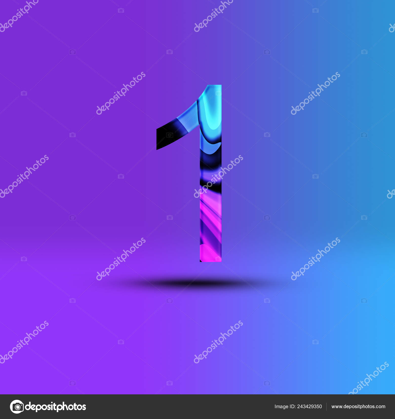 Number Illustration Creative Synthwave Cyberpunk Design Elements ...