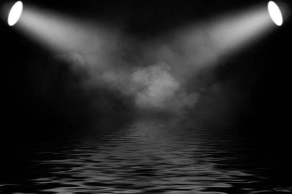 Etapa Blanca Proyectores Suelo Fondo Negro Aislado: fotografía de stock ...