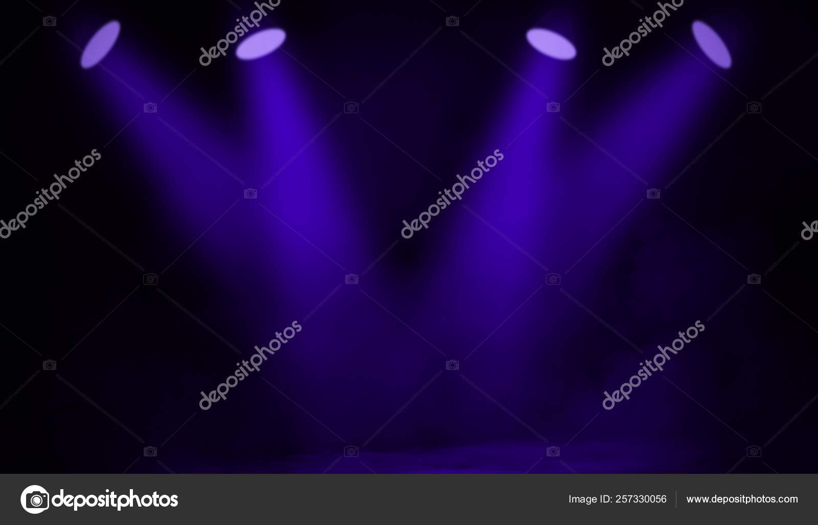 Projector spotlight on the floor . Beautiful blue performance stage ...