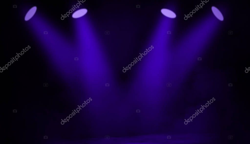 Proyector proyector en el suelo. Hermosa etapa de actuación azul ...