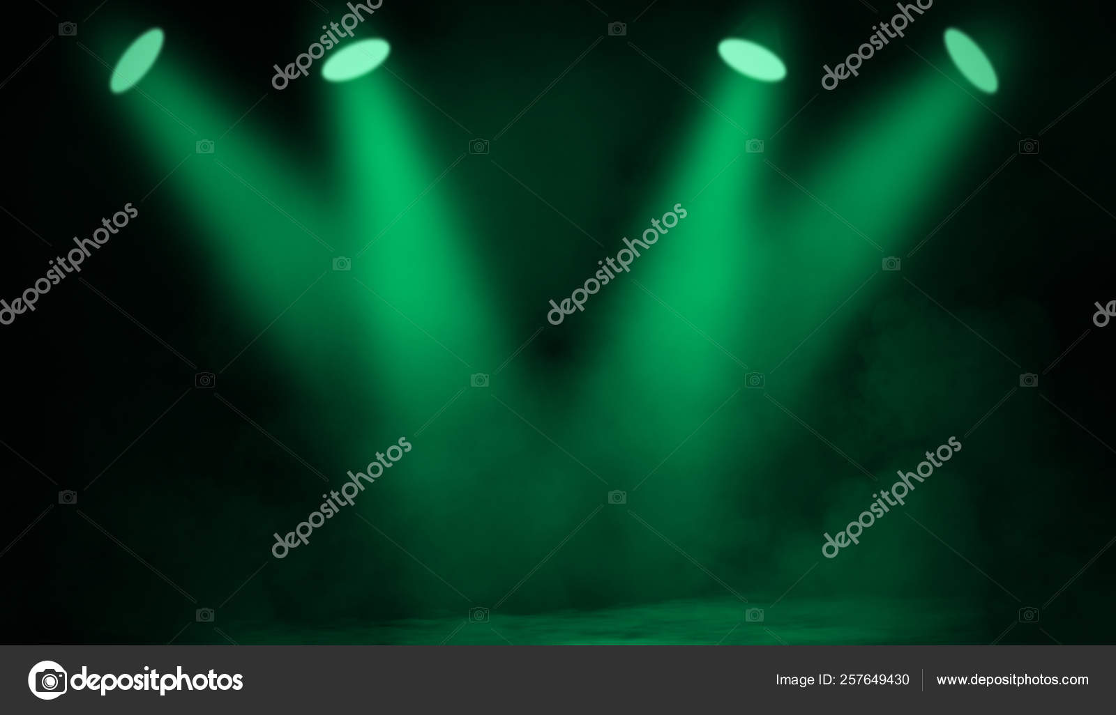 Projector green spotlight. Beautiful perfomance stage. Design texture ...