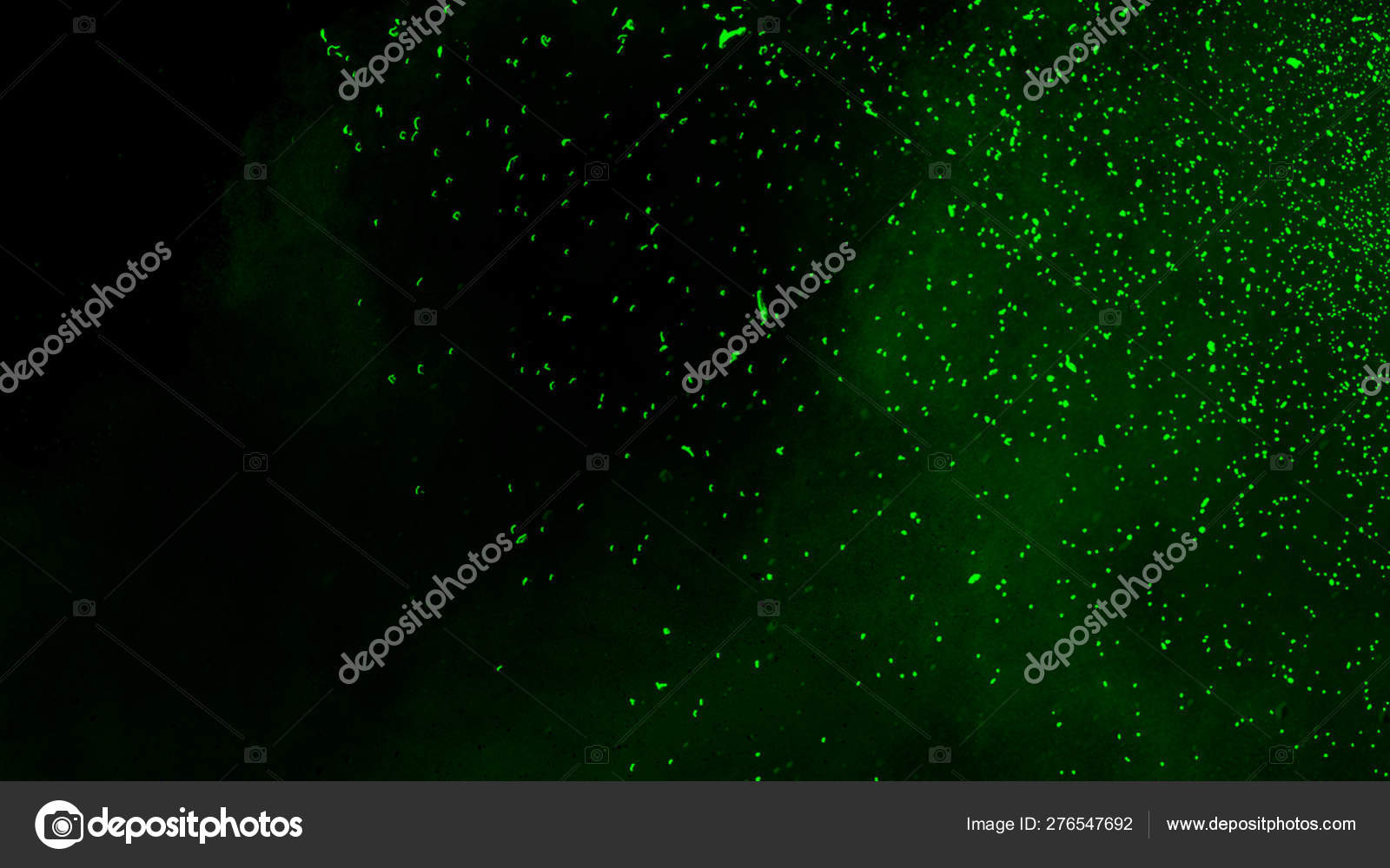 Green particles effect dust debris isolated on black background, motion ...