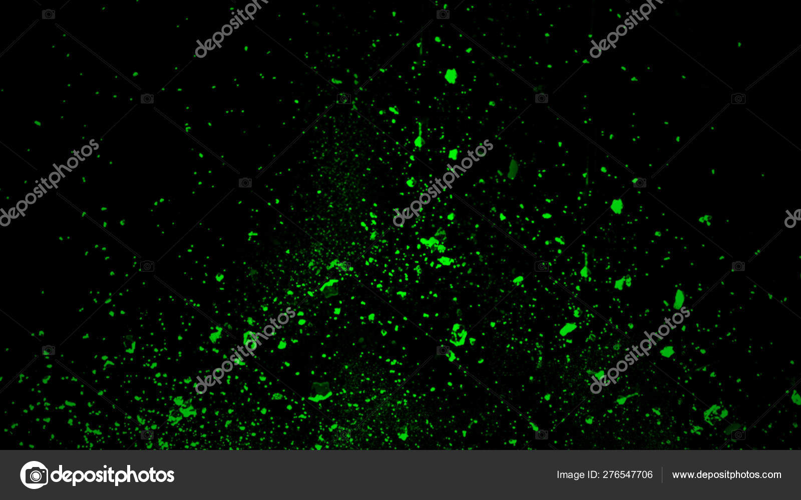Green particles effect dust debris isolated on black background, motion ...