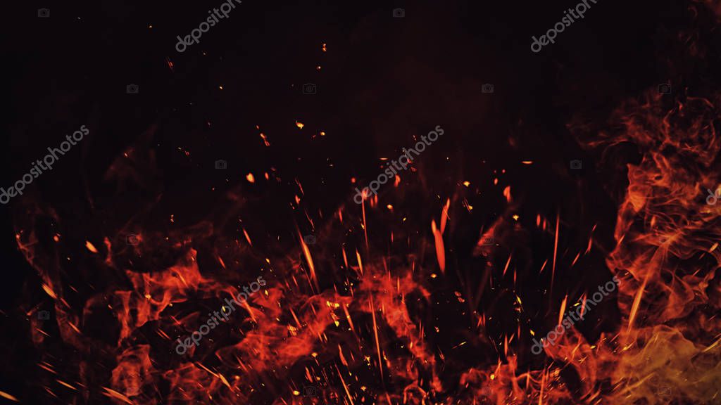 Textura vintage de fuego quemado con partículas de brasas. Llamas sobre ...