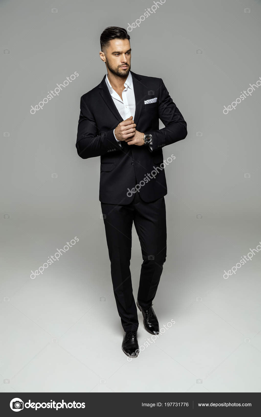 Handsome Man Black Classic Sui — Stock Photo © kiuikson #197731776