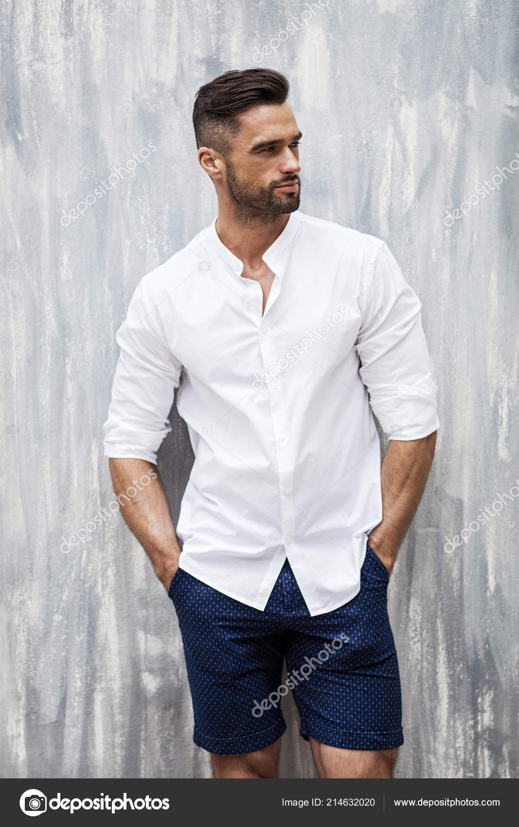Handsome Male Model Wearing White Shirt Stock Photo by ©kiuikson 214632020