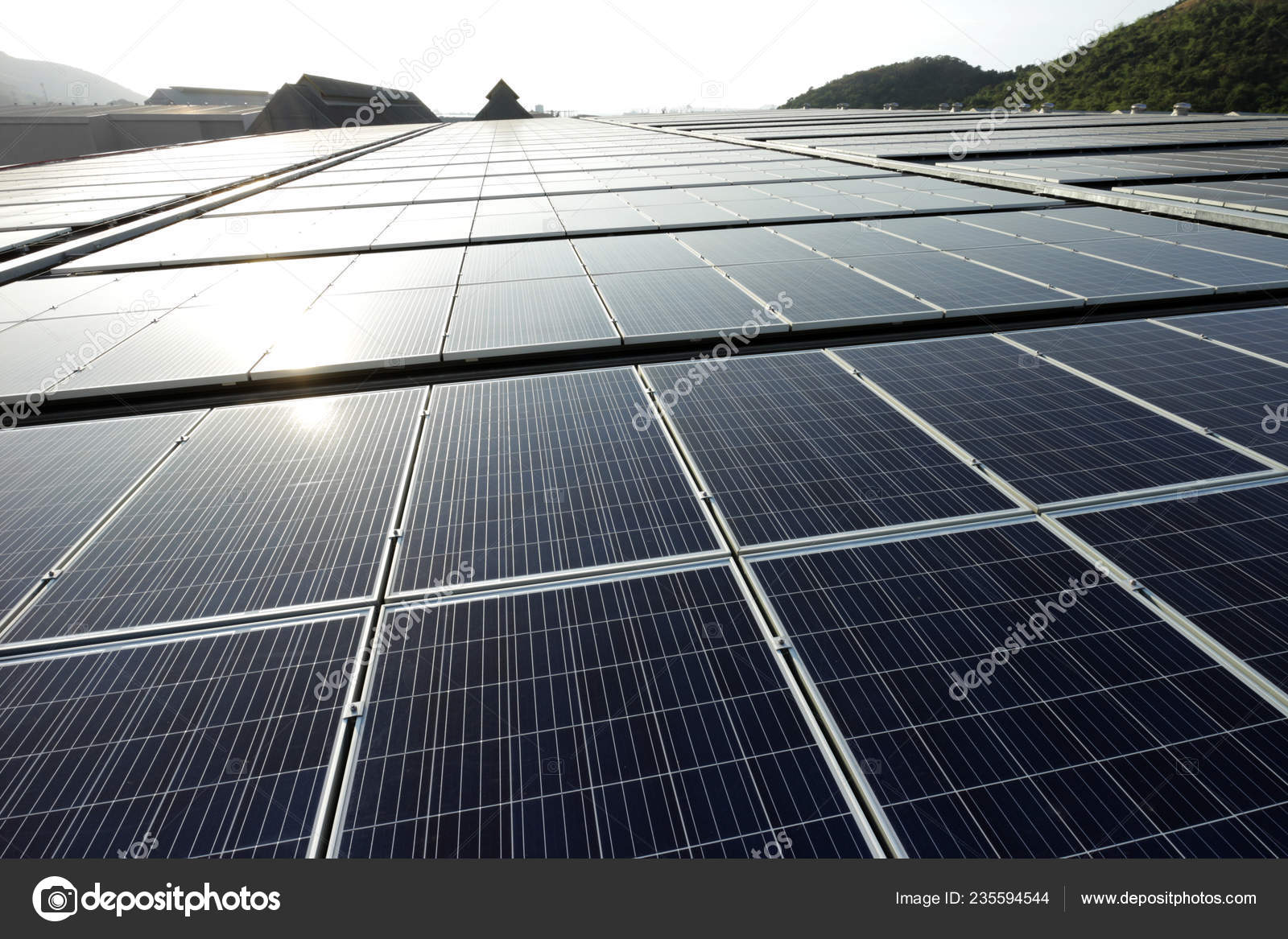 Large Scale Solar Rooftop Sunset Backlight — Stock Photo © WichienTep ...