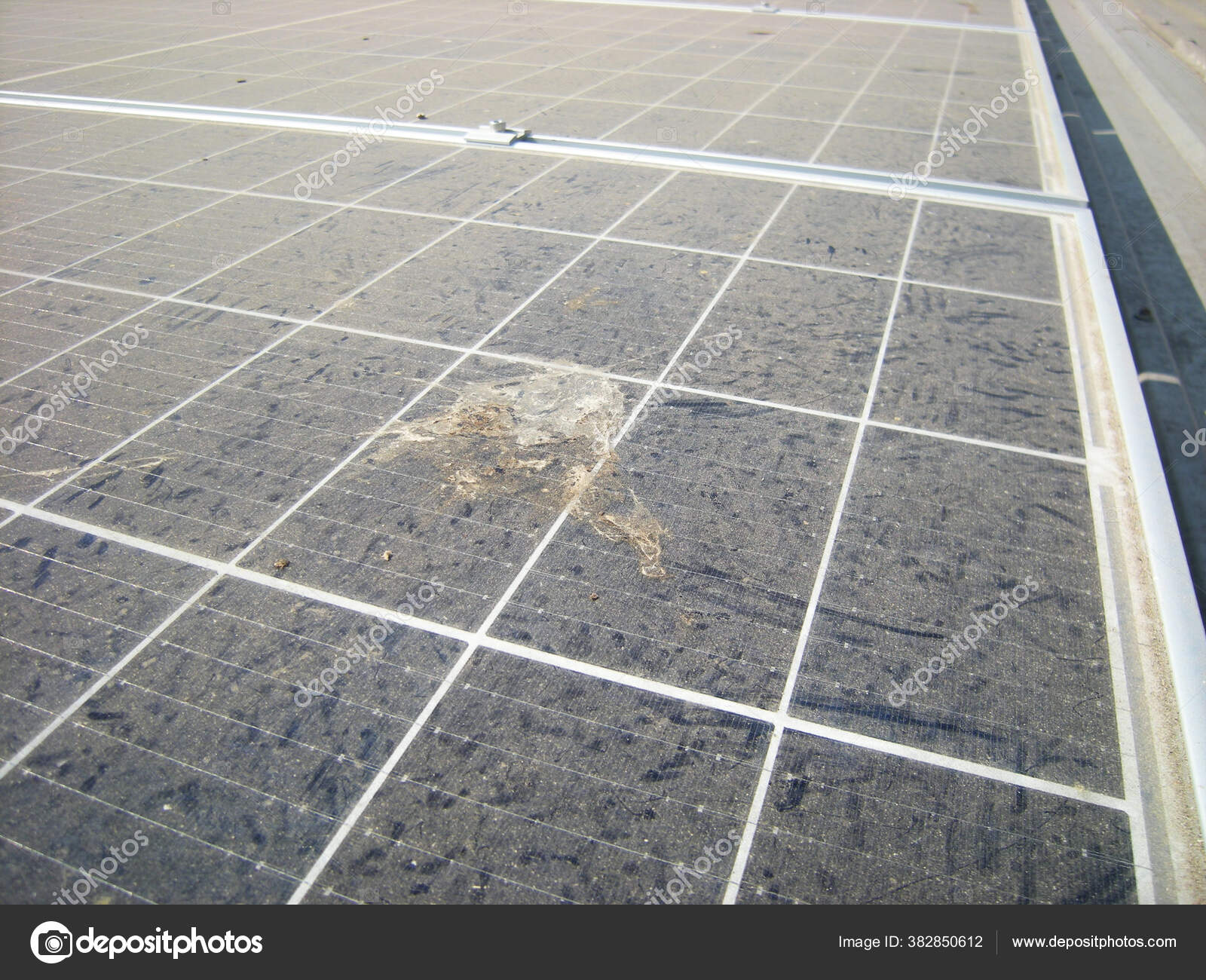 Dry Splash Bird Poop Dusty Solar Panel Surface Stock Photo by ...