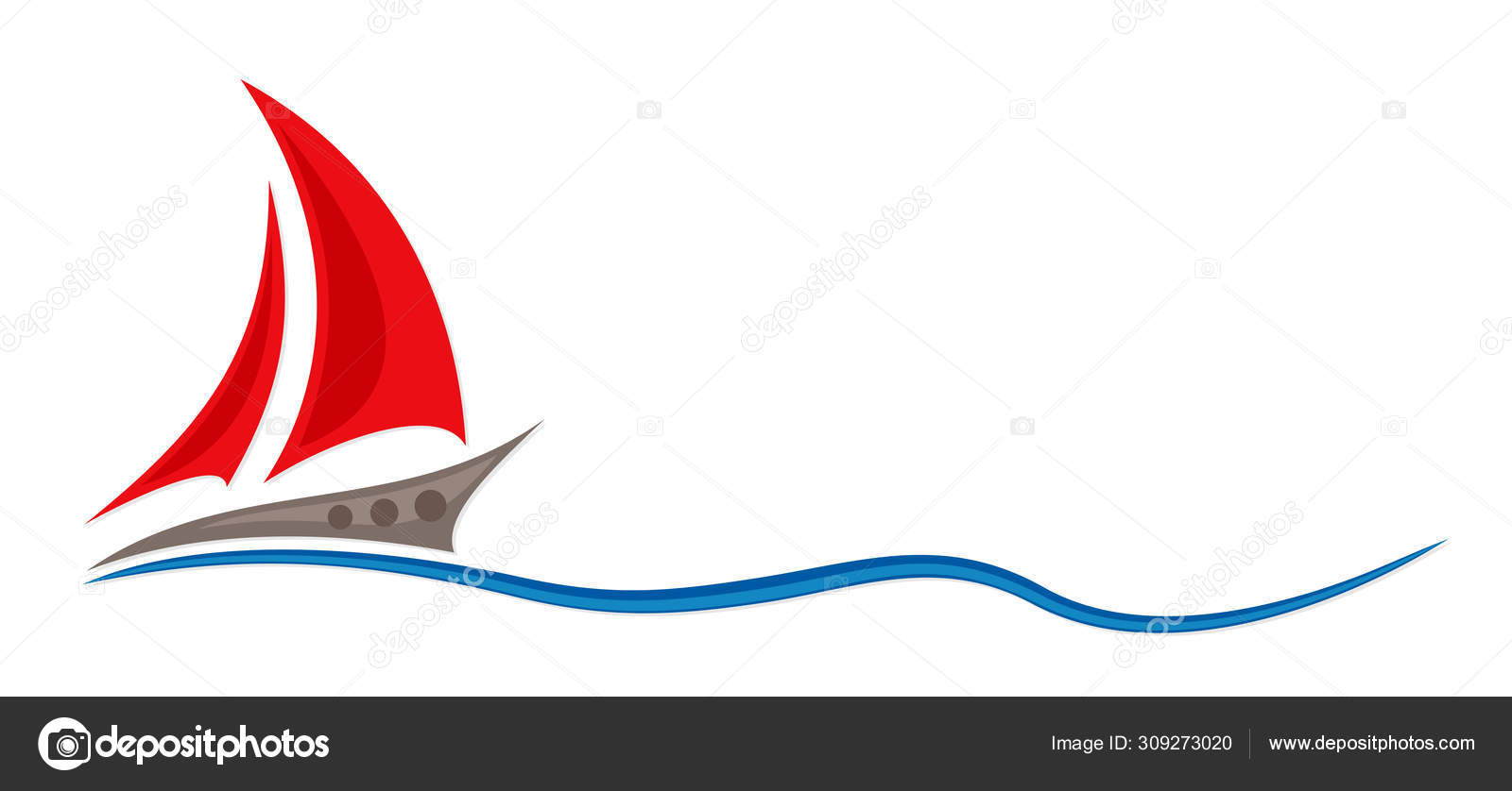 Symbol Red Sailing Sea ⬇ Vector Image by © Designer_an | Vector Stock ...