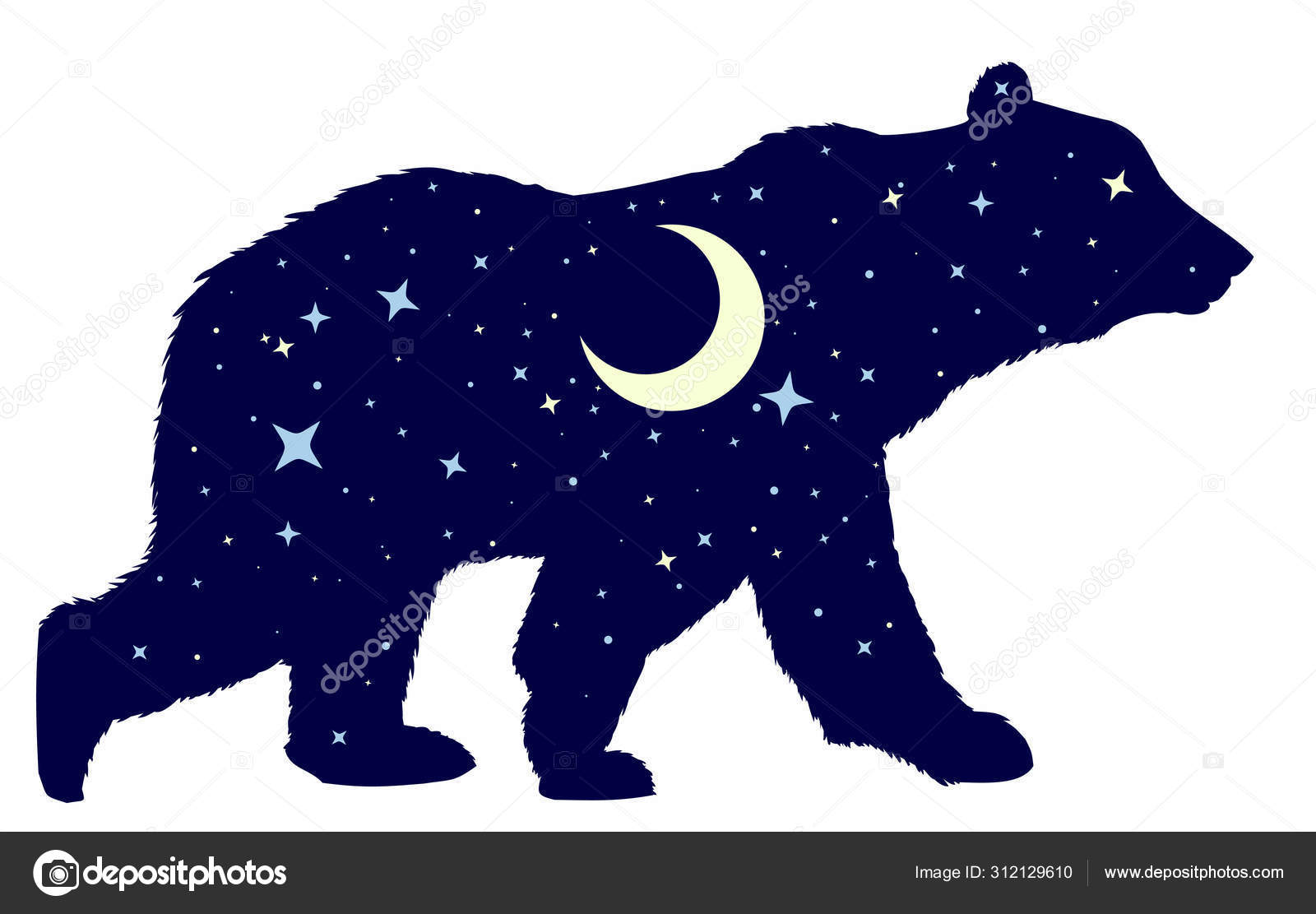 Silhouette Bear Stars Stock Vector by ©Designer_an 312129610
