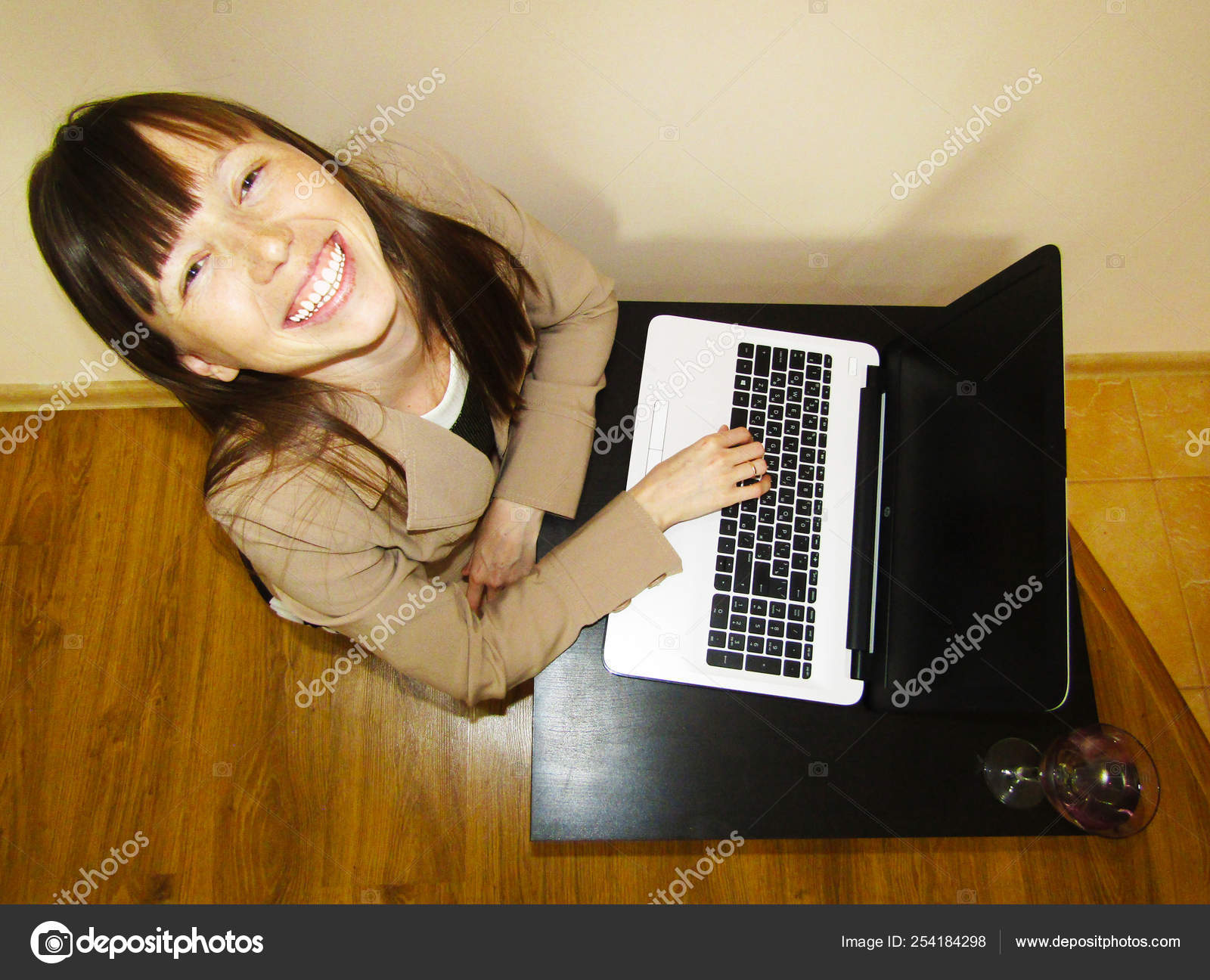 Girl Typing Laptop — Stock Photo © NailMR #254184298