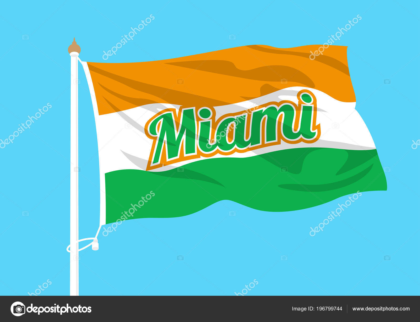 Miami Florida Flag Waving — Stock Vector © mauromod #196799744