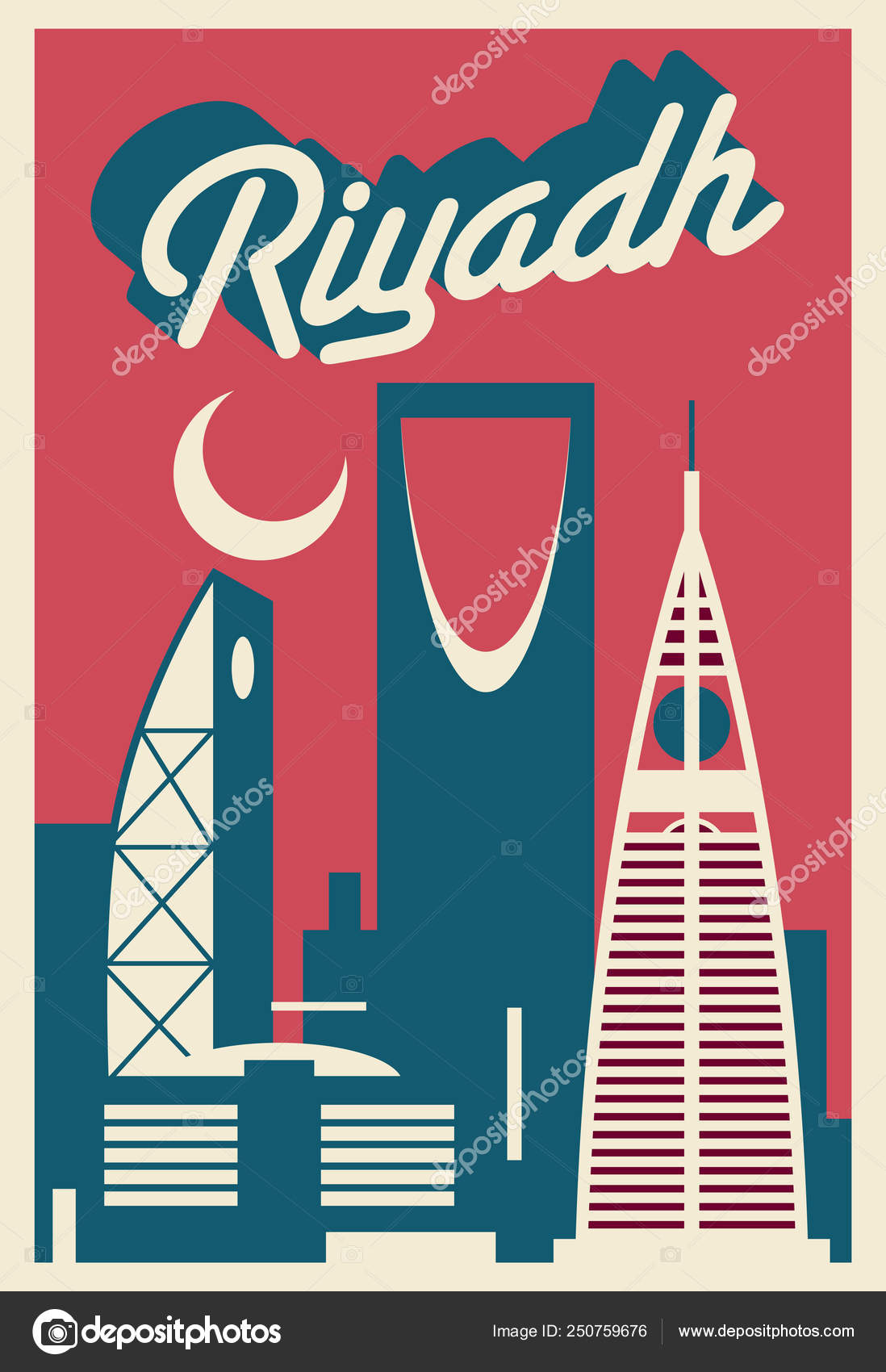 Riyadh Saudi Arabia Skyline Postcard Stock Vector Image by ©mauromod ...