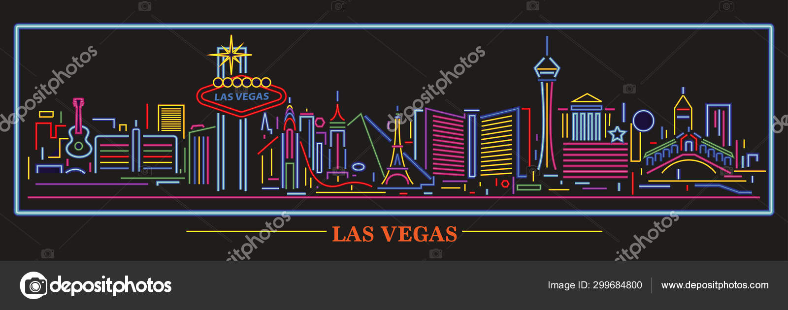Las Vegas Nevada Neon Signs Skyline Vector Illustration — Stock Vector ...