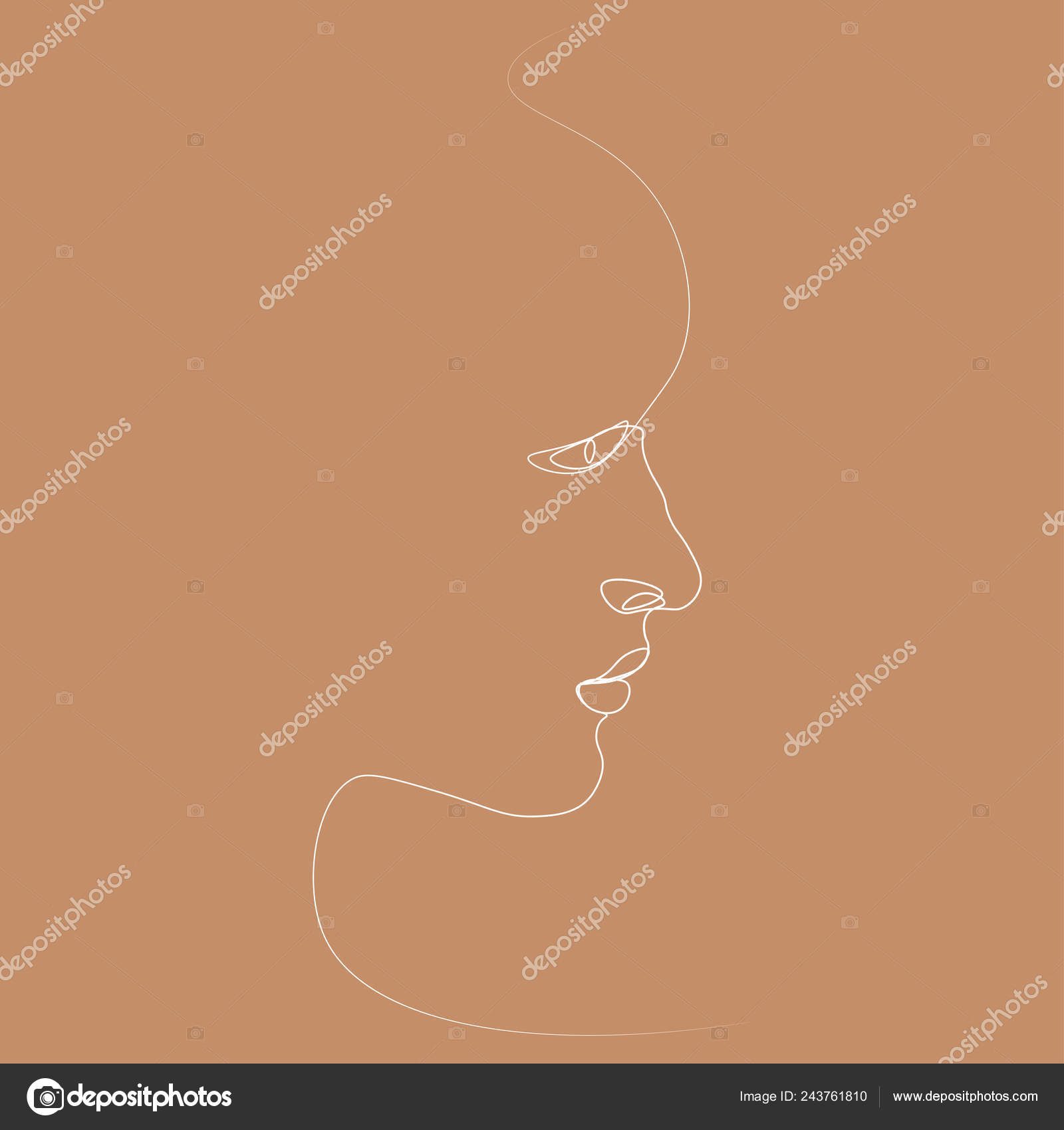 Girls Silhouette One White Line Colored Background Illustration Free ...