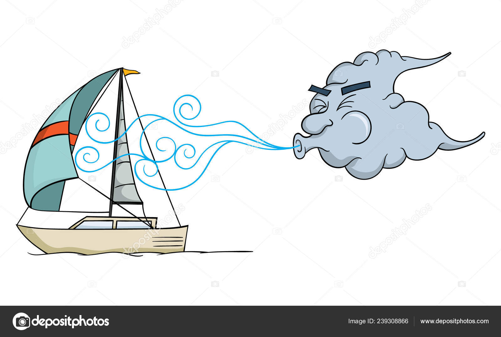 Icono Viento Estilo Dibujos Animados Blanco Ilustración Vectorial ...
