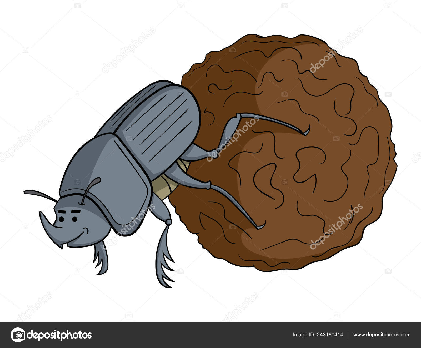 Cartoon Dung Beetle Isolated White Background Vector Illustration Stock ...