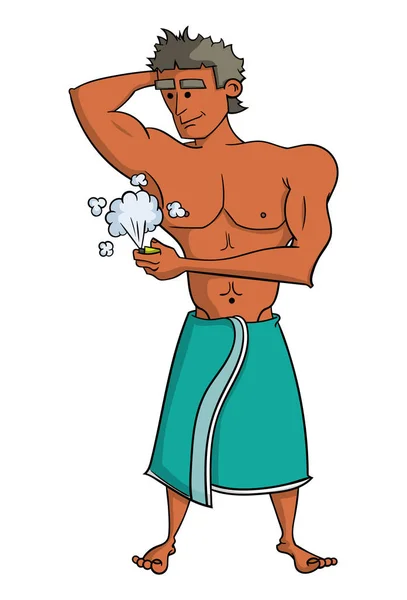 Pop Art Man With Sunburn Tourist Applying Suncream On Sunburned Skin