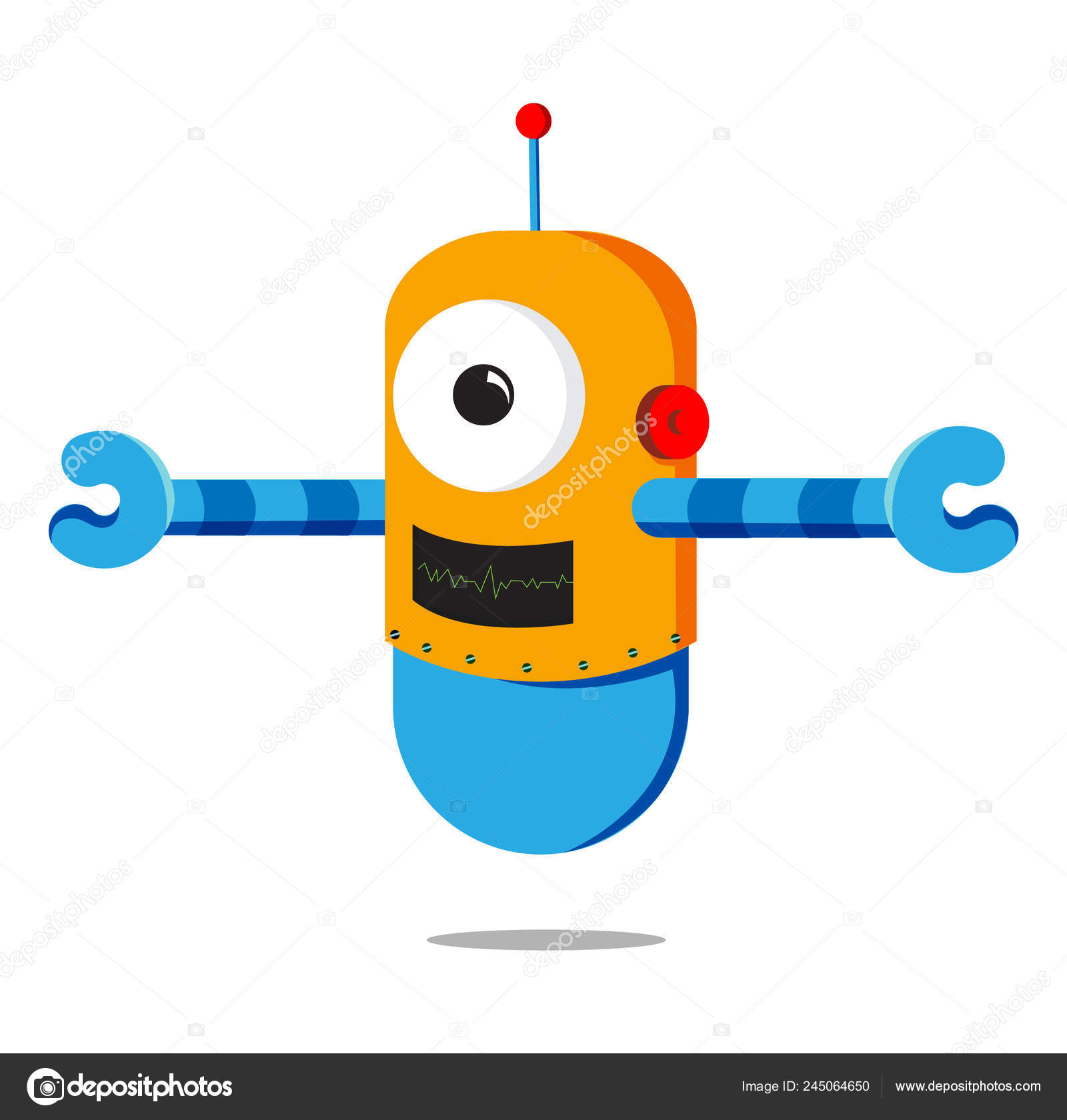 Cartoon Character Robot Isolated White Background Vector Illustration ...