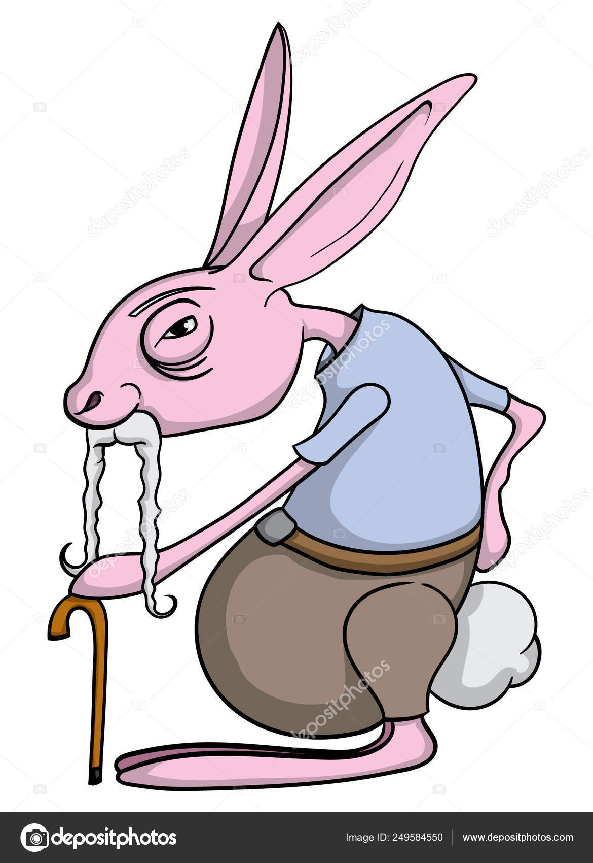 Cartoon Old Bunny Isolated White Background Stock Vector Image by ...
