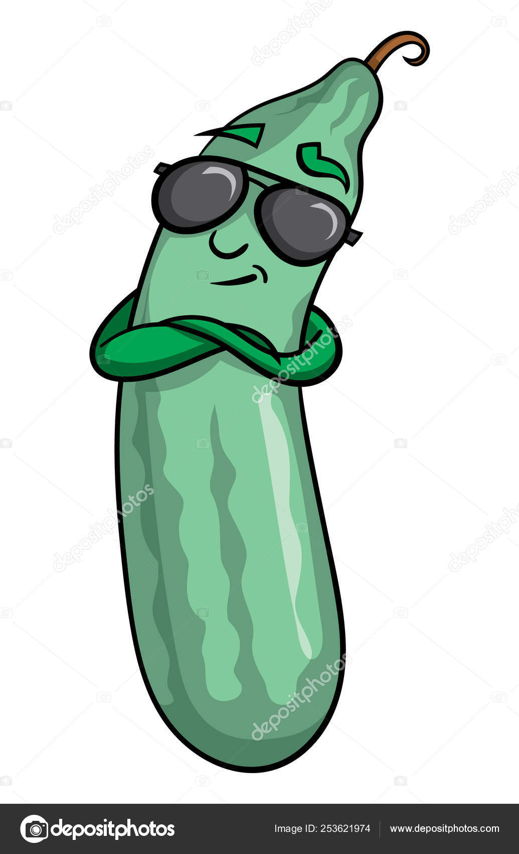 Söt Rolig Tecknad Känslomässiga Gurka Isolerad Vit Bakgrund Vektor ...