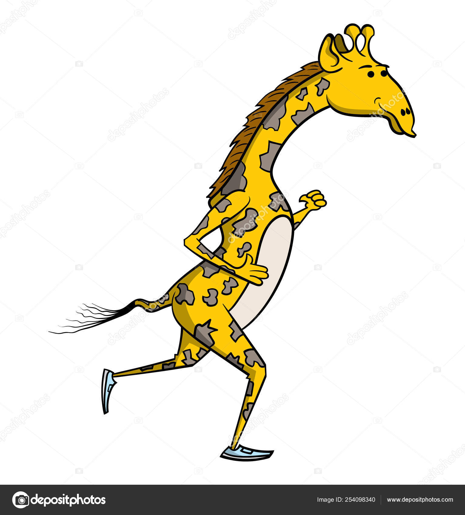 Cartoon Giraffe Running Isolated White Background Stock Vector Image by ...