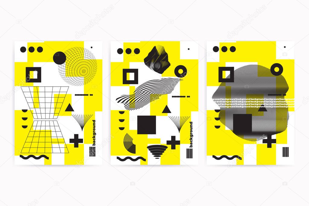 Conjunto de carteles con formas geom tricas composici n 2024