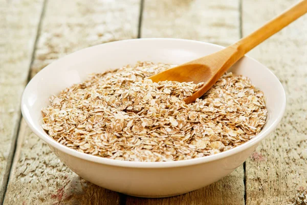 Uncooked Oatmeal Wooden Spoon Best Grain Breakfast Stock Photo by ©AY ...