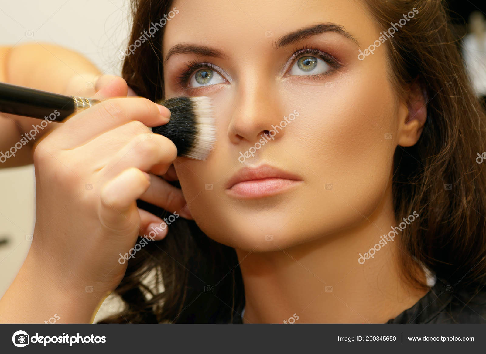 Makeup Artist Applying Cosmetics Model Face Stock Photo by ©AY_PHOTO ...
