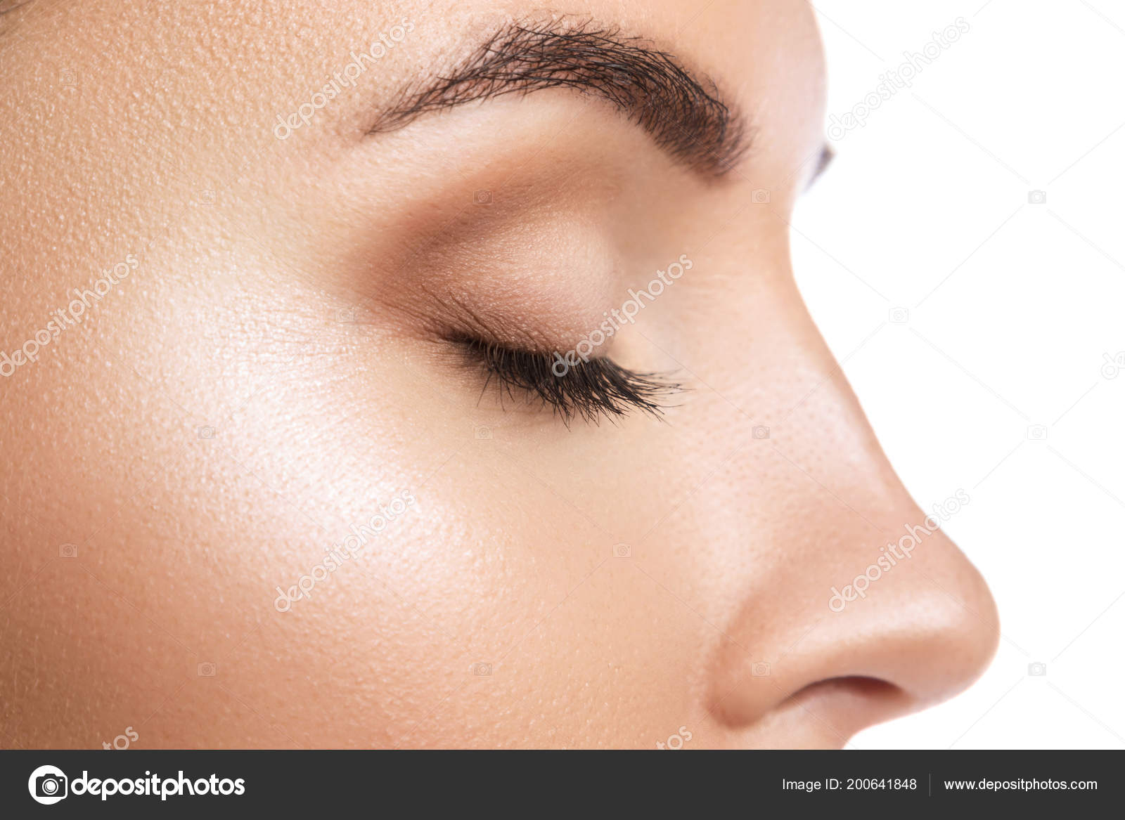 Close View Female Face Closed Eyes White Background — Stock Photo © AY ...