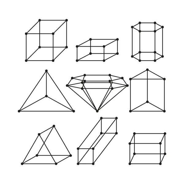 Geometric 3d line shapes. Geometry linear forms triangle, tetrahedron ...