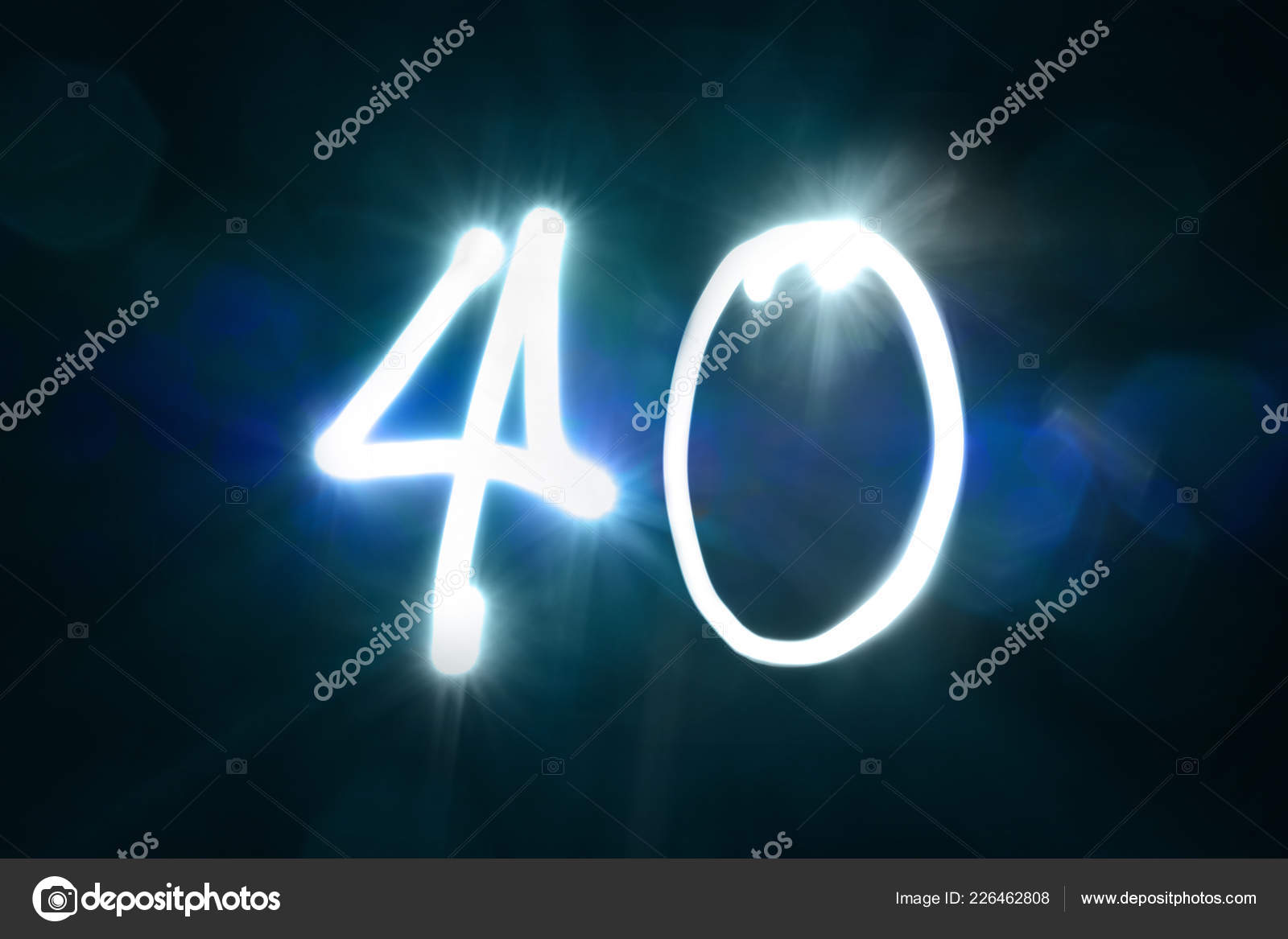 Fourty Numbers written with a flashlight during long exposure — Stock ...