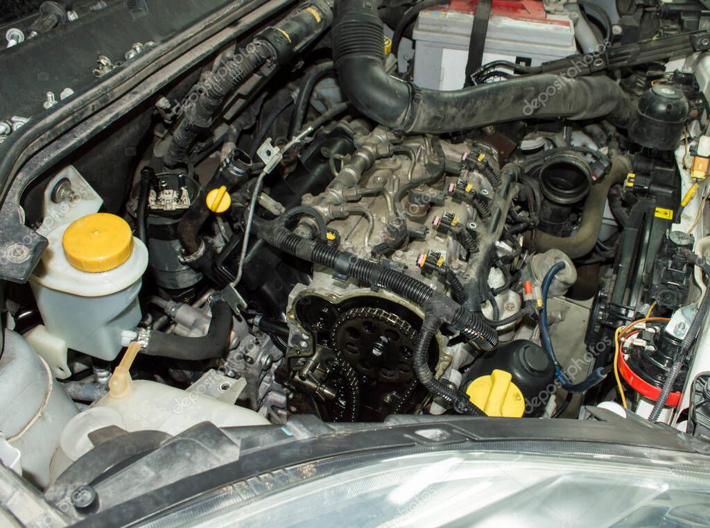 Vista de la cadena de transmisi n del mecanismo de distribuci n de gas de un motor de combusti n ...