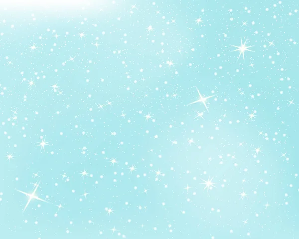 Falling Snow Blue Sky Stars Clouds Sparkle Starry Background Vector ...